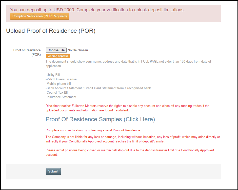 Opening Your Fullerton Markets Account
